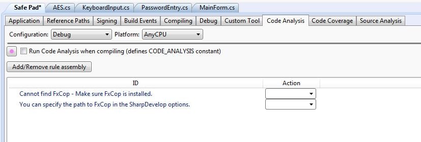 Stephen Haunts {Writer & Speaker} : SharpDevelop Turn off Code Analysis
